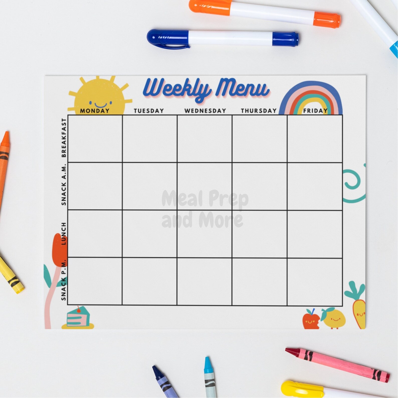 Childcare Weekly Menu Editable Template - Daycare Food Tracker ...