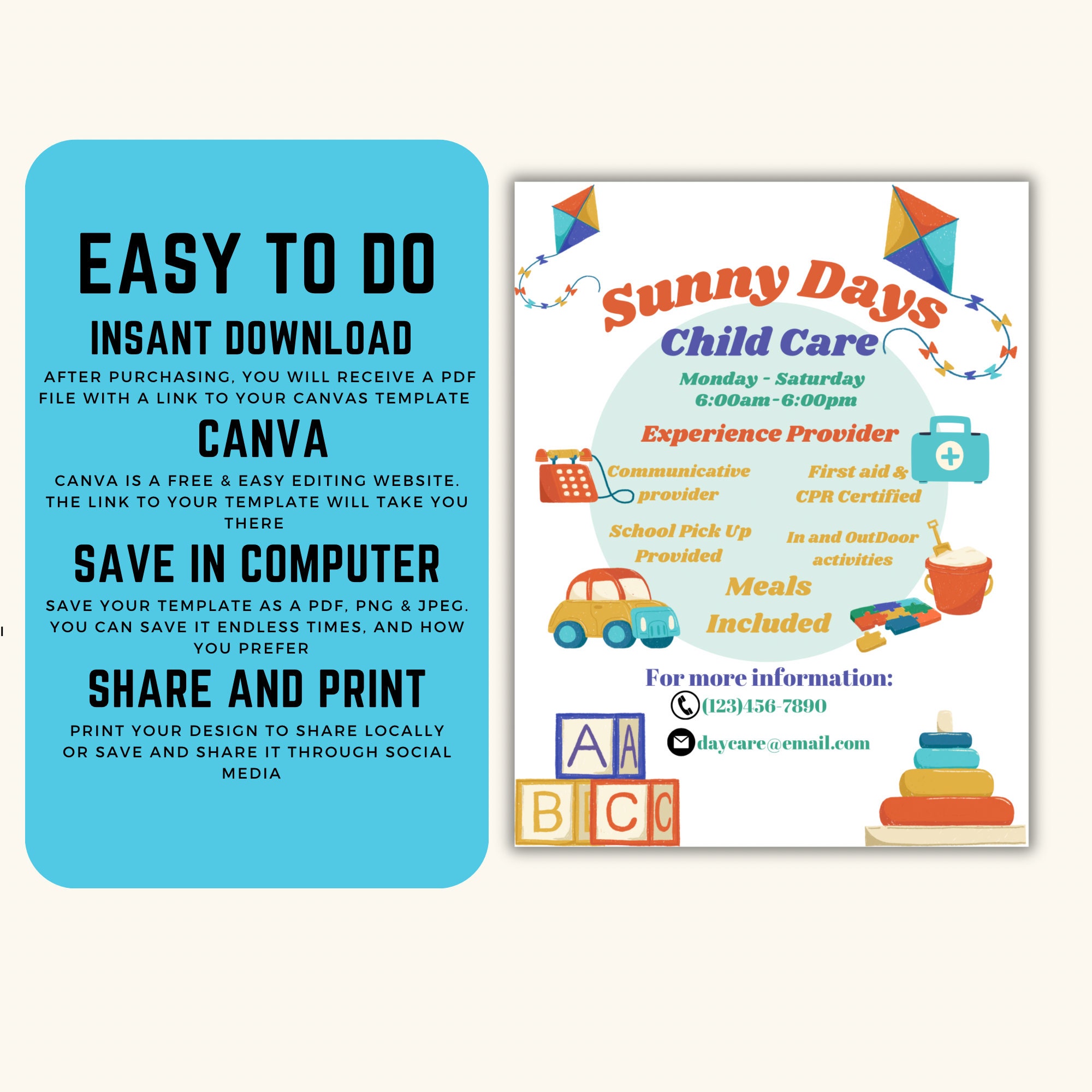Child Care Provider Editable Advertisement - Daycare Flyer Template ...