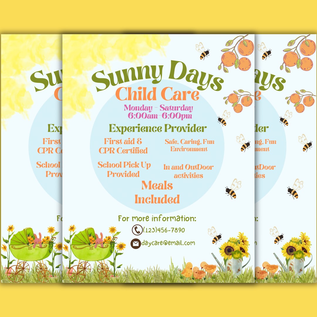 Child Care Provider Editable Advertisement - Daycare Flyer Template ...