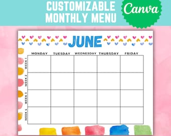 Childcare Weekly Menu Editable Template - Daycare Food Tracker ...