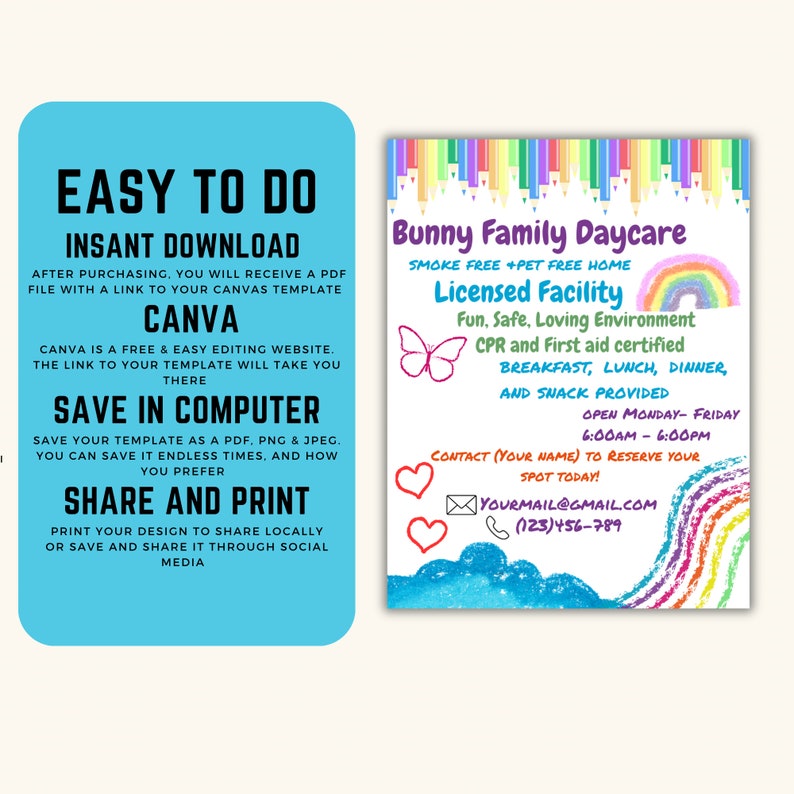 Child Care Provider Editable Advertisement - Daycare Flyer Template ...