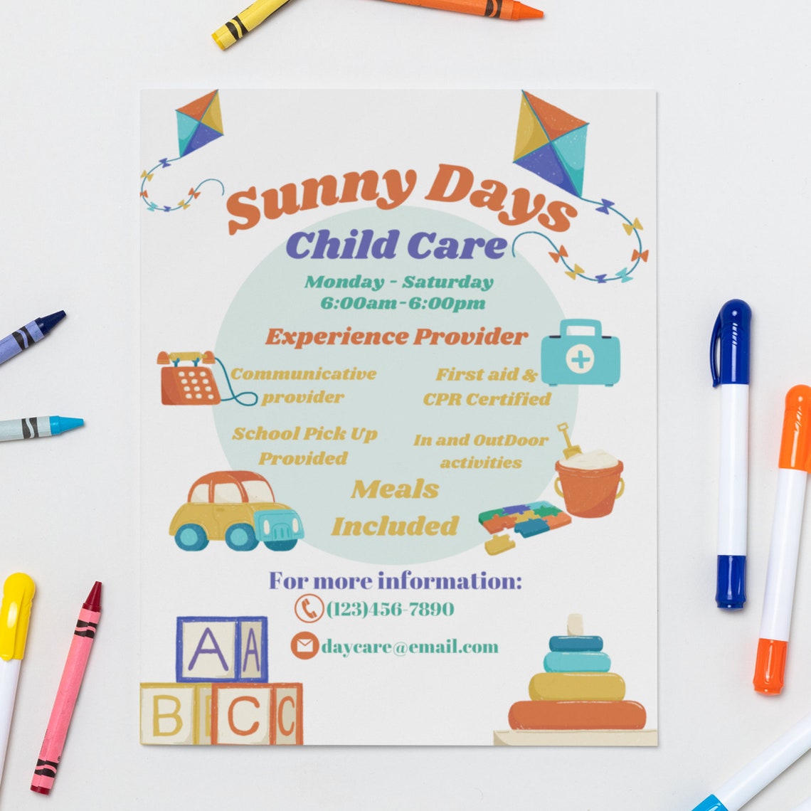 Child Care Provider Editable Advertisement - Daycare Flyer Template ...