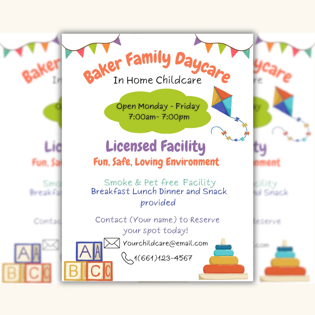 Child Care Provider Editable Advertisement - Daycare Flyer Template ...