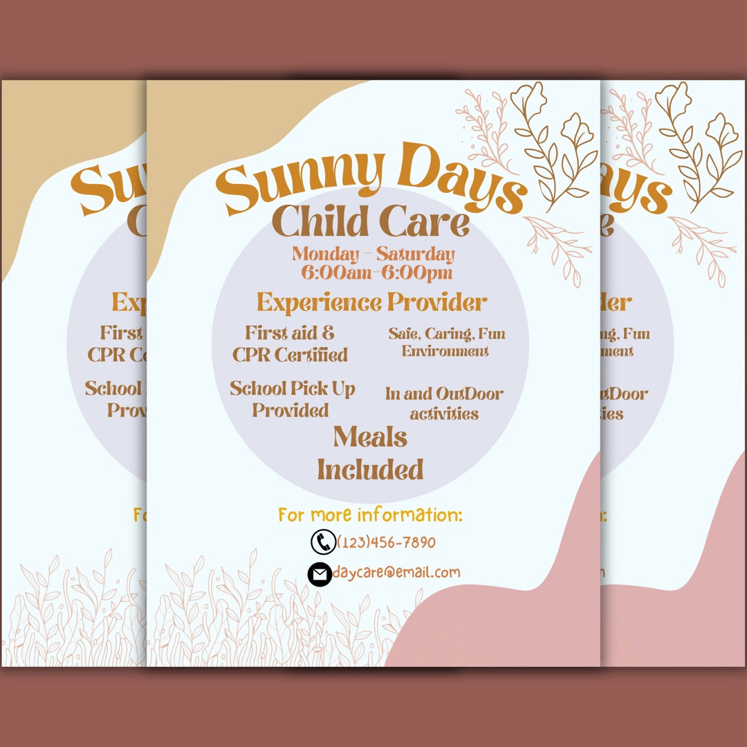 Child Care Provider Editable Advertisement - Daycare Flyer Template ...