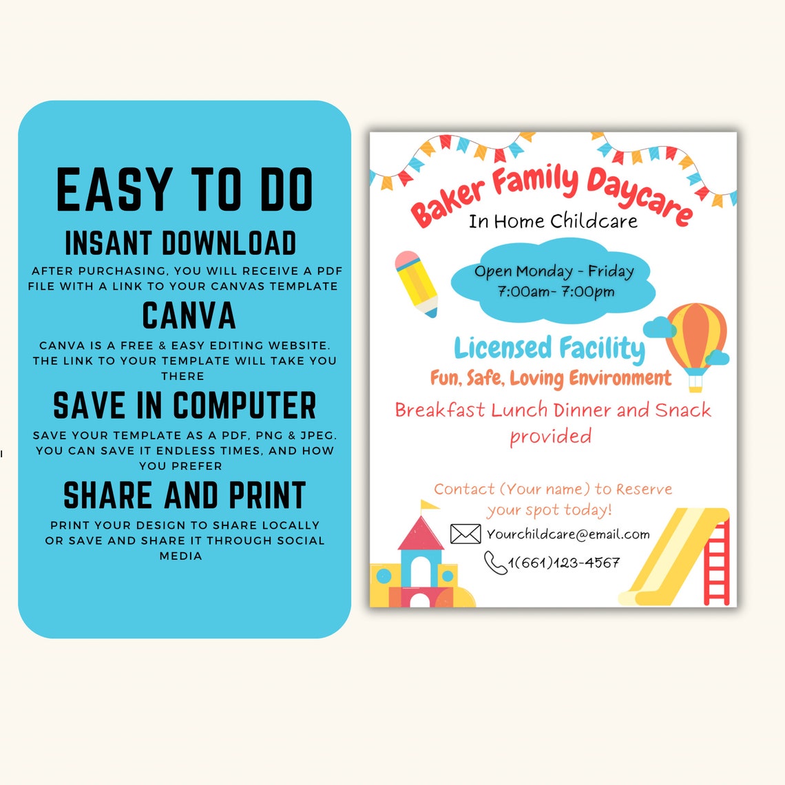Child Care Provider Editable Advertisement - Daycare Flyer Template ...