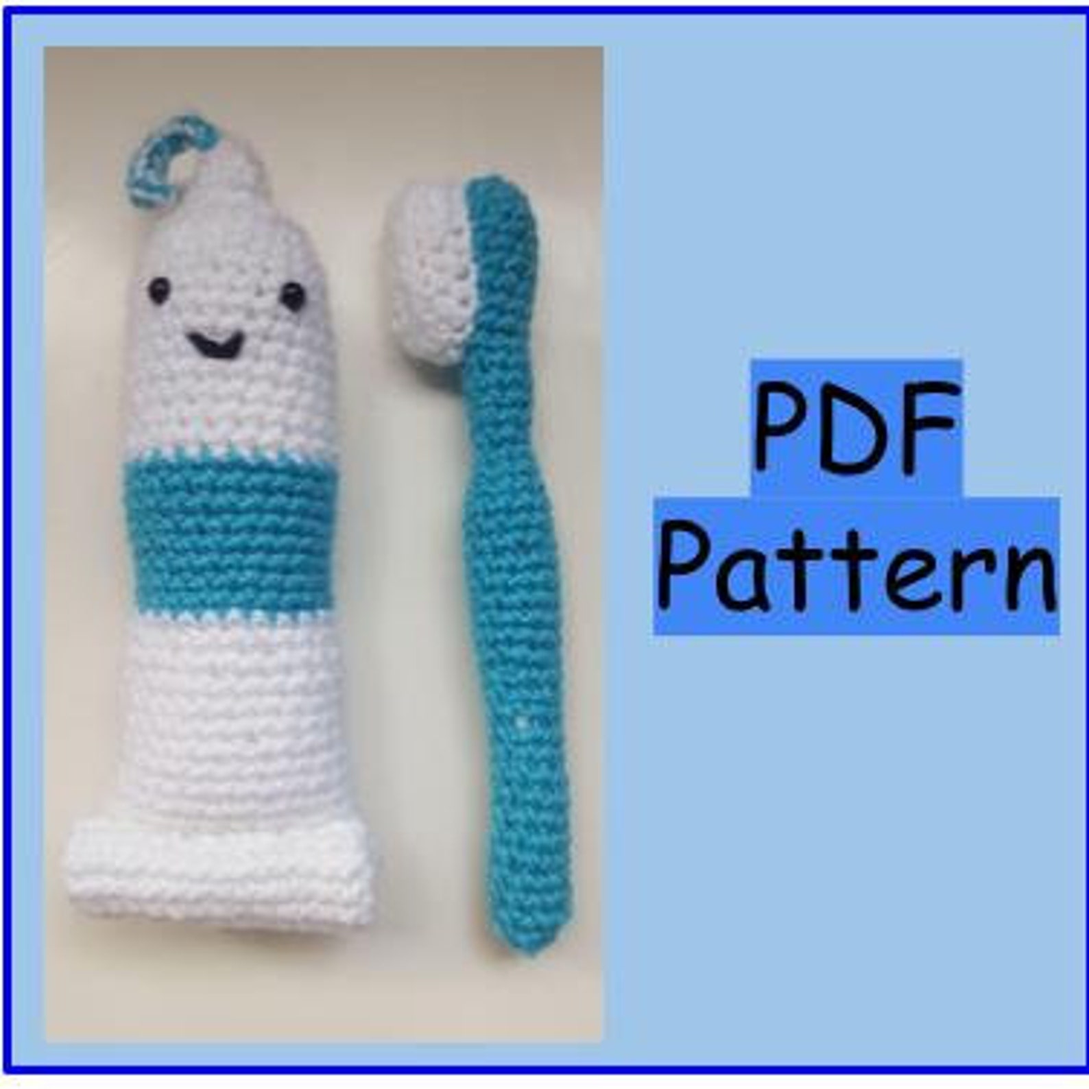 Toothpaste and Toothbrush Crochet Pattern - Etsy
