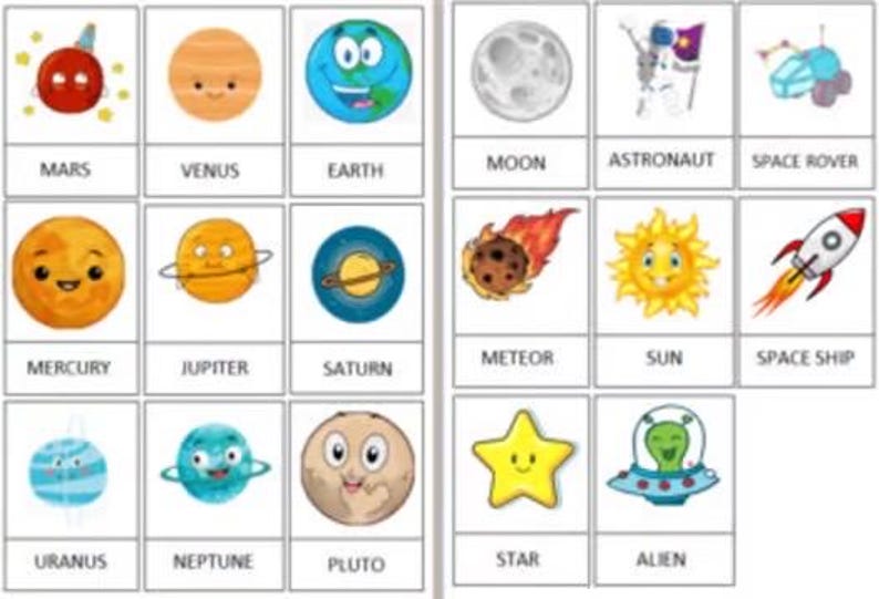 Space Flash Cards for Kids - Etsy