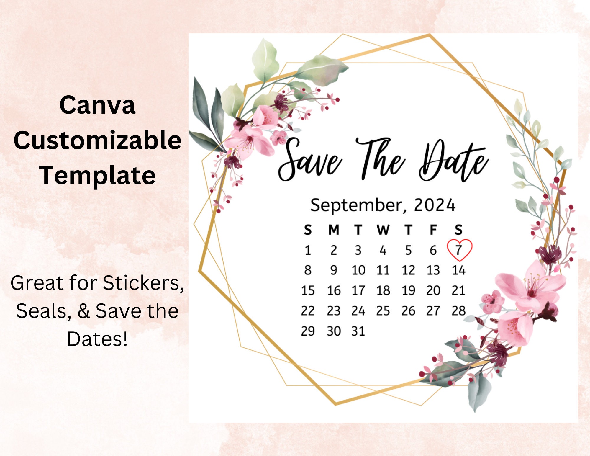 Save the Date - Calendar Template - 3x3" - Etsy