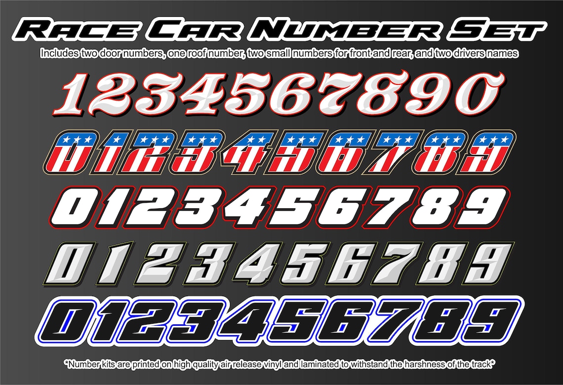 Race Car Number Sets - Etsy