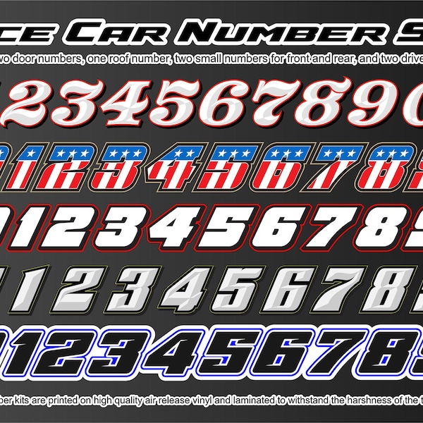 Race Car Numbers Decals - Etsy