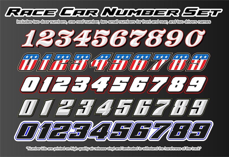 Race Car Number Sets - Etsy