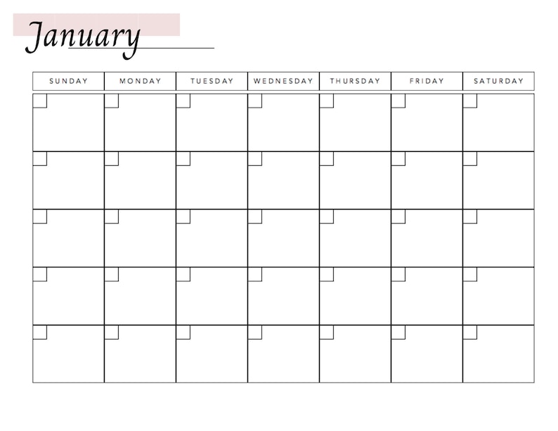 Printable Minimalistic Calendar - Etsy