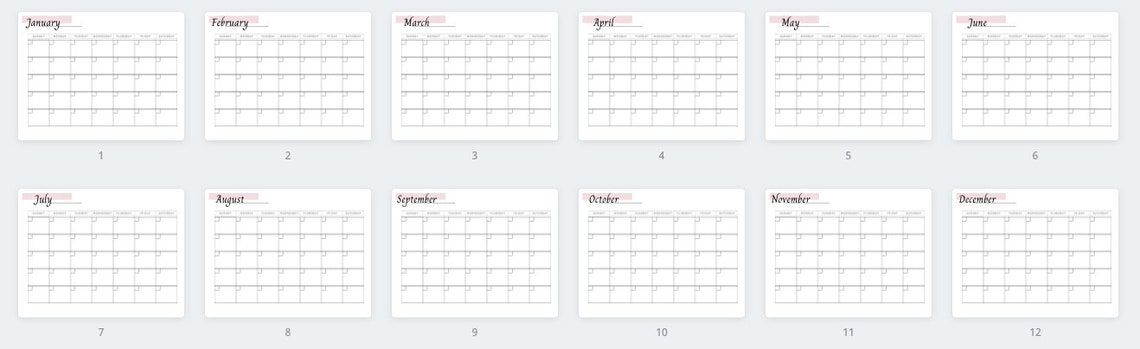 Printable Minimalistic Calendar - Etsy