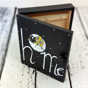 Custom Hand Painted Black Wooden Key Box, Animal Design, Hanging Key ...
