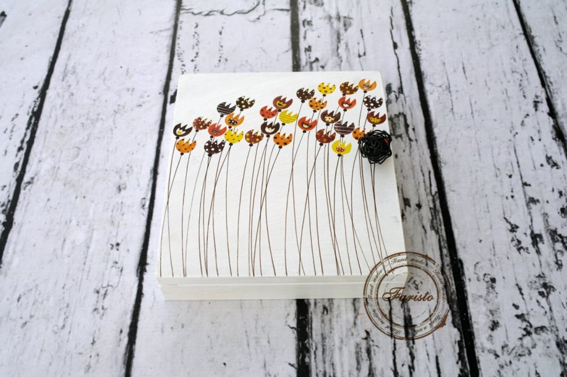 Hand Painted White Wooden Key Box, Floral Design, Hanging Key Box, Six ...
