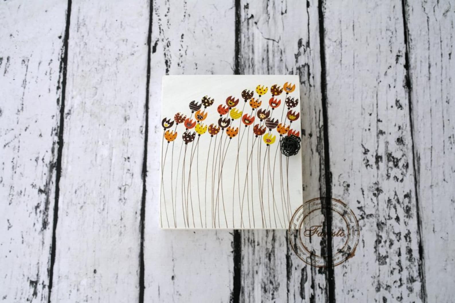 Hand Painted White Wooden Key Box, Floral Design, Hanging Key Box, Six ...