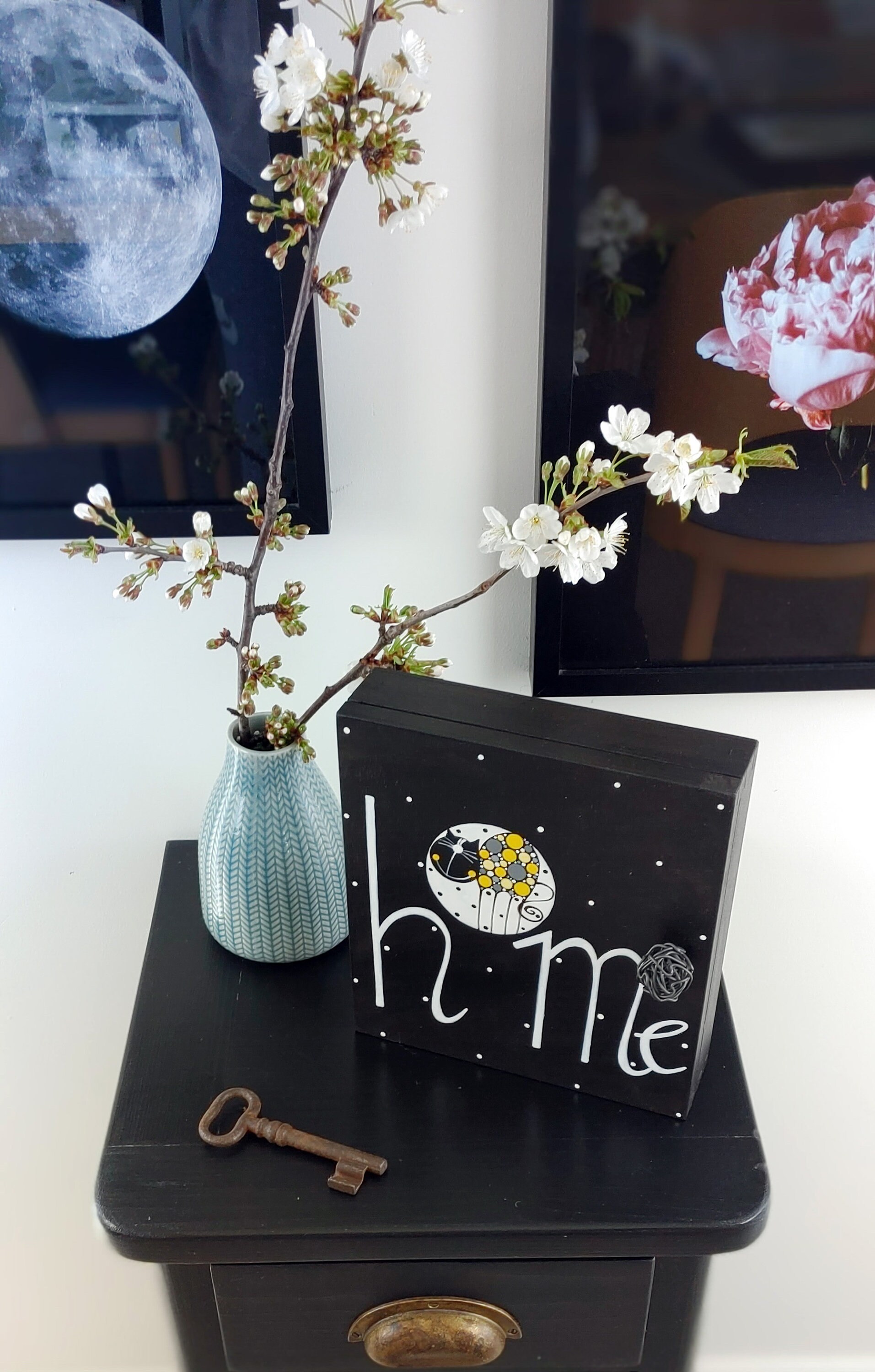 Custom Hand Painted Black Wooden Key Box Animal Design - Etsy