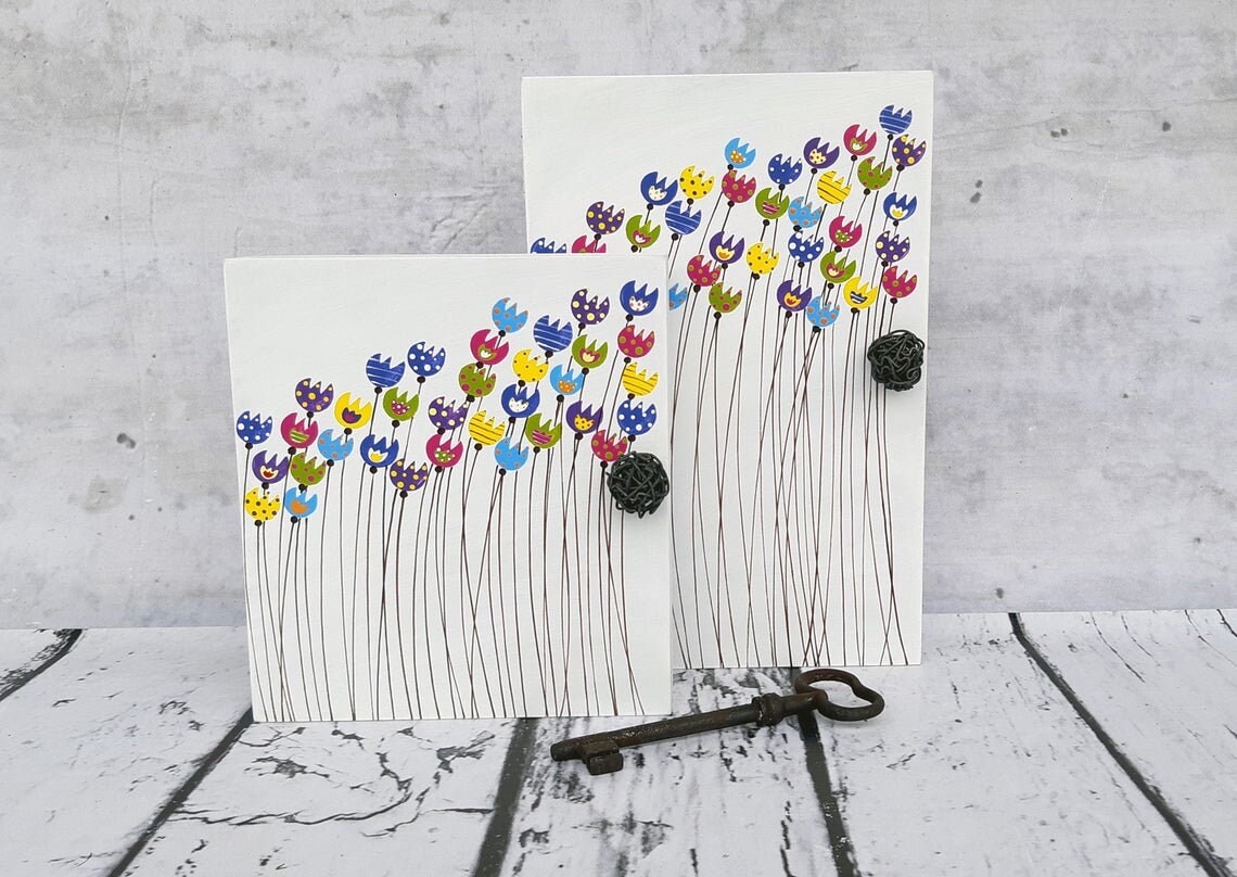 Personalized Wooden Key Holder House, Hand Painted White Key Box ...