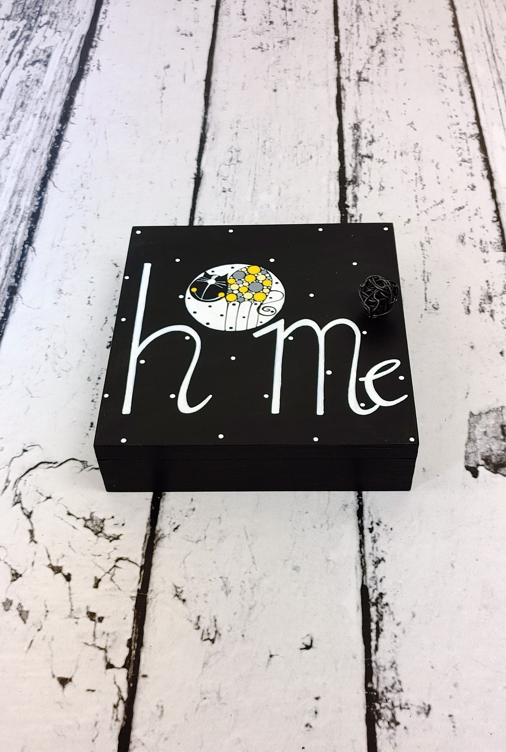 Custom Hand Painted Black Wooden Key Box, Animal Design, Hanging Key ...