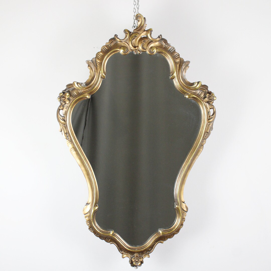 Vintage Mirror With Golden Wooden Frame Vintage Floral Decorations ...