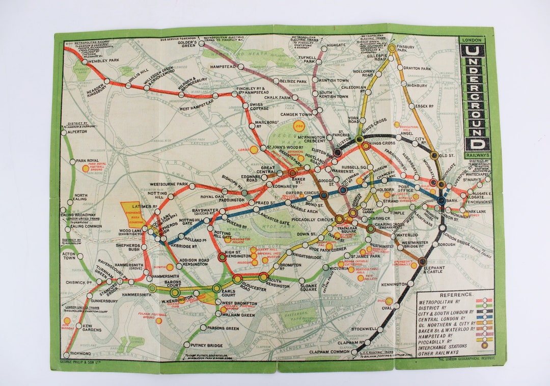 London's Guiding Star Map of London Underground Pocket Map 1912 Rare ...