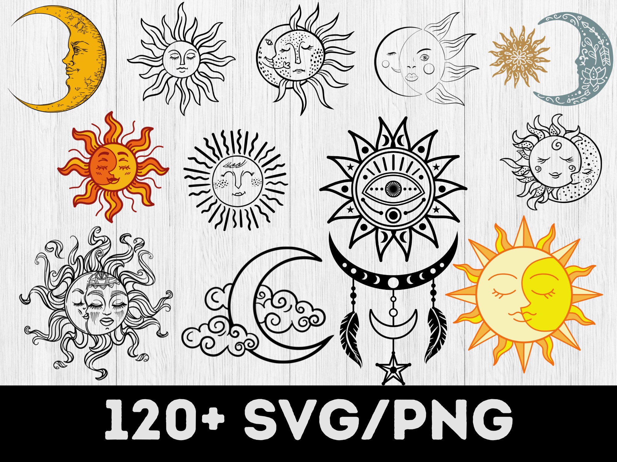 Sun and Moon SVG Moon Svg Bundle Moon Svg Sun Svg Moon - Etsy Canada