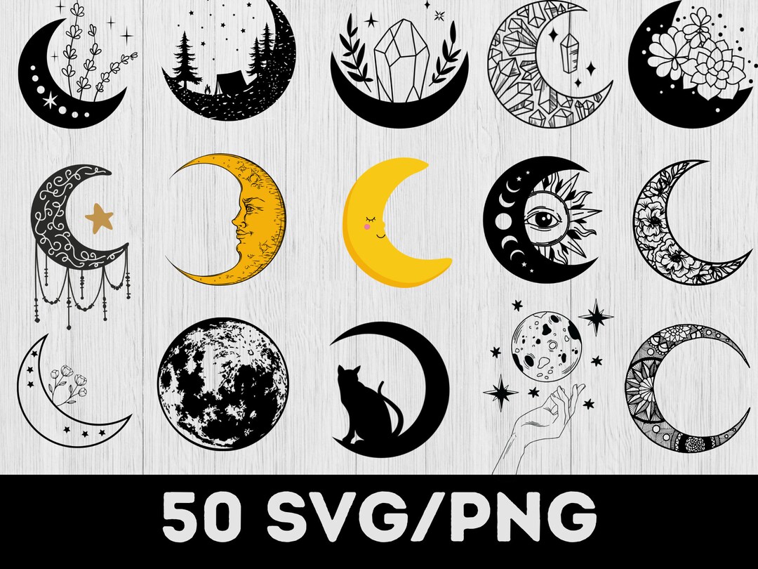 Mond SVG Bündel, Mond Svg, Boho Svg, Celestial Svg, Moon Phase Svg ...