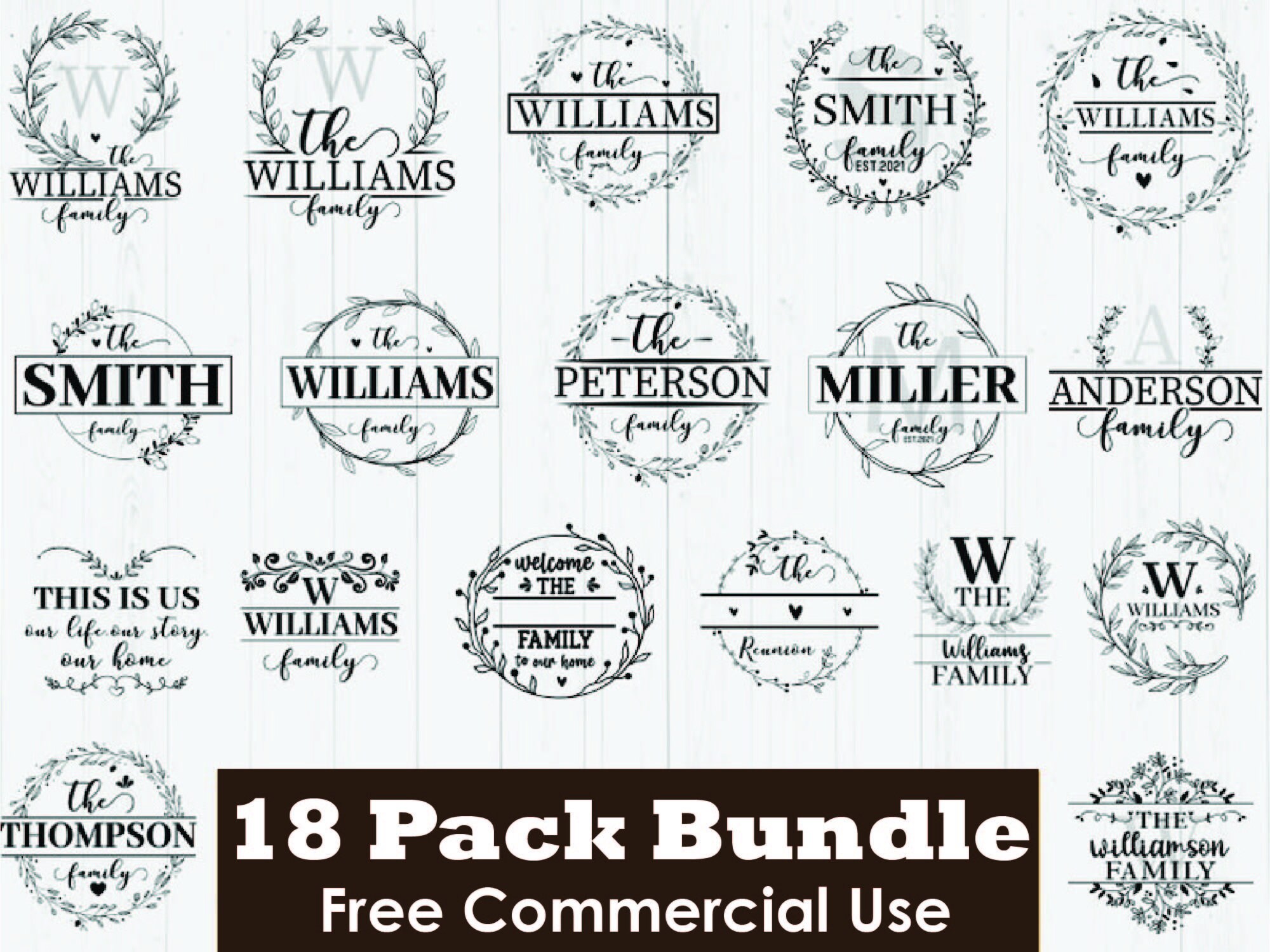 Family Name Monogram Svg Bundle Hand Drawn Wedding Monogram | Etsy