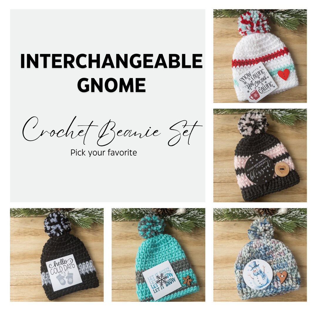 Winter Gnome Crochet Beanie Hat Set Interchangeable, Winter Gnome ...
