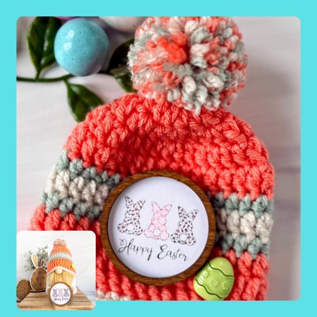 Boho Easter Gnome Beanie Hat and Sign - Interchangeable Gnome Design ...