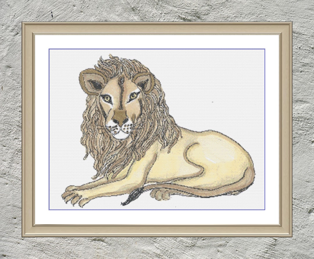 Lion | DMC Cross Stitch Pattern | Three Counted PDF Charts in Instant ...