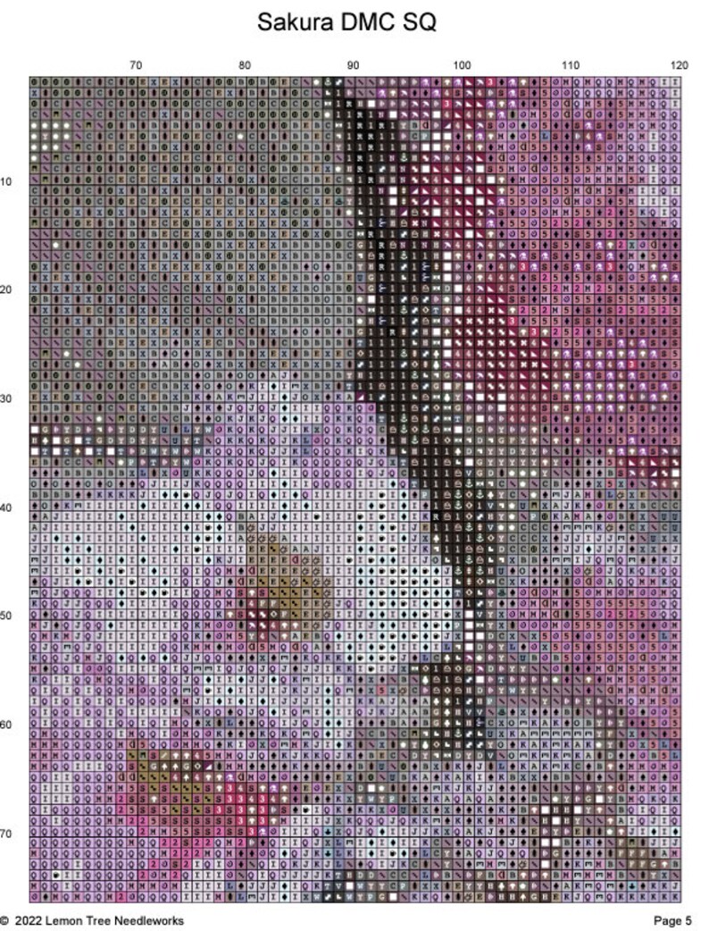 Sakura | DMC Cross Stitch Quality Pattern | Three Counted PDF Charts in ...