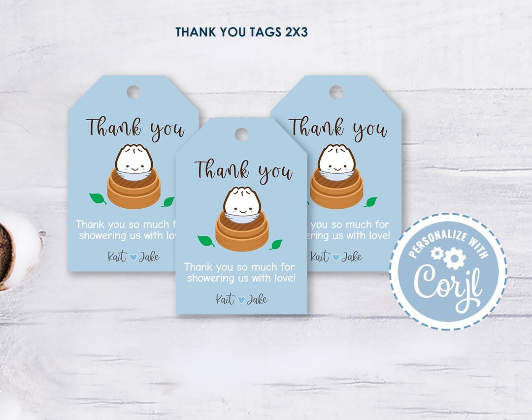 Dumpling Thank You Tag DIY Edit With Corjl - Etsy