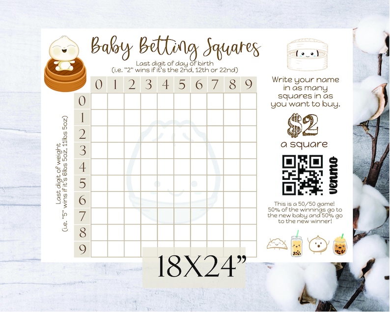 Baby Betting Squares, Neutral, Beige, Dumpling Them, Edit With Corjl - Etsy