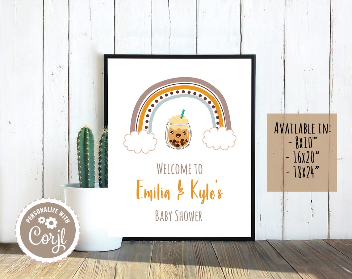 Boba Welcome Sign Baby Shower Sign DIY Instant Download - Etsy