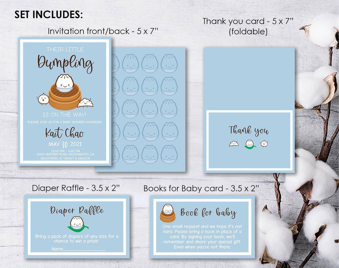Dumpling Baby Shower Theme Invitations, Dim Sum Baby Shower, DIY ...