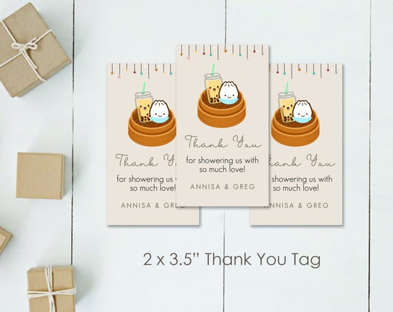 Dumpling and Boba Thank You Tag DIY Edit With Corjl A101 - Etsy