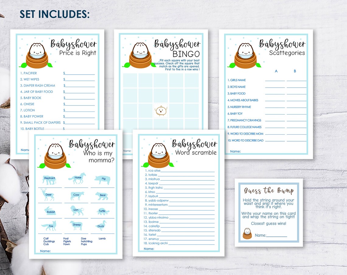 Dumpling Baby Shower Games, Instant Download PDF - Etsy