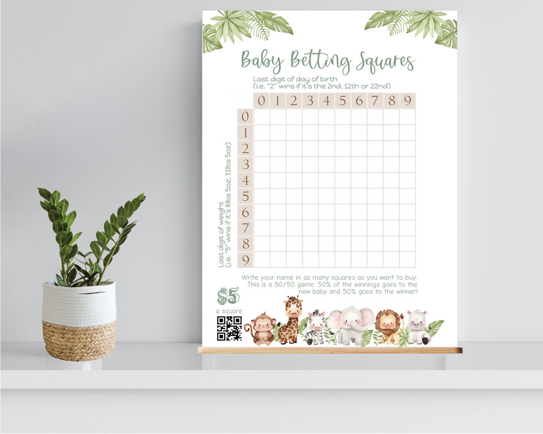 Baby Betting Squares, Safari Animals, Wild One, Baby Shower, Digital ...