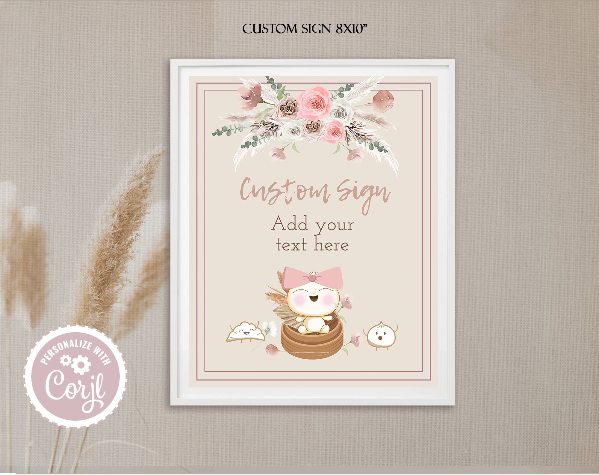 Boho Dumpling Baby Shower Theme Invitations, Girl, Dim Sum Baby Shower ...