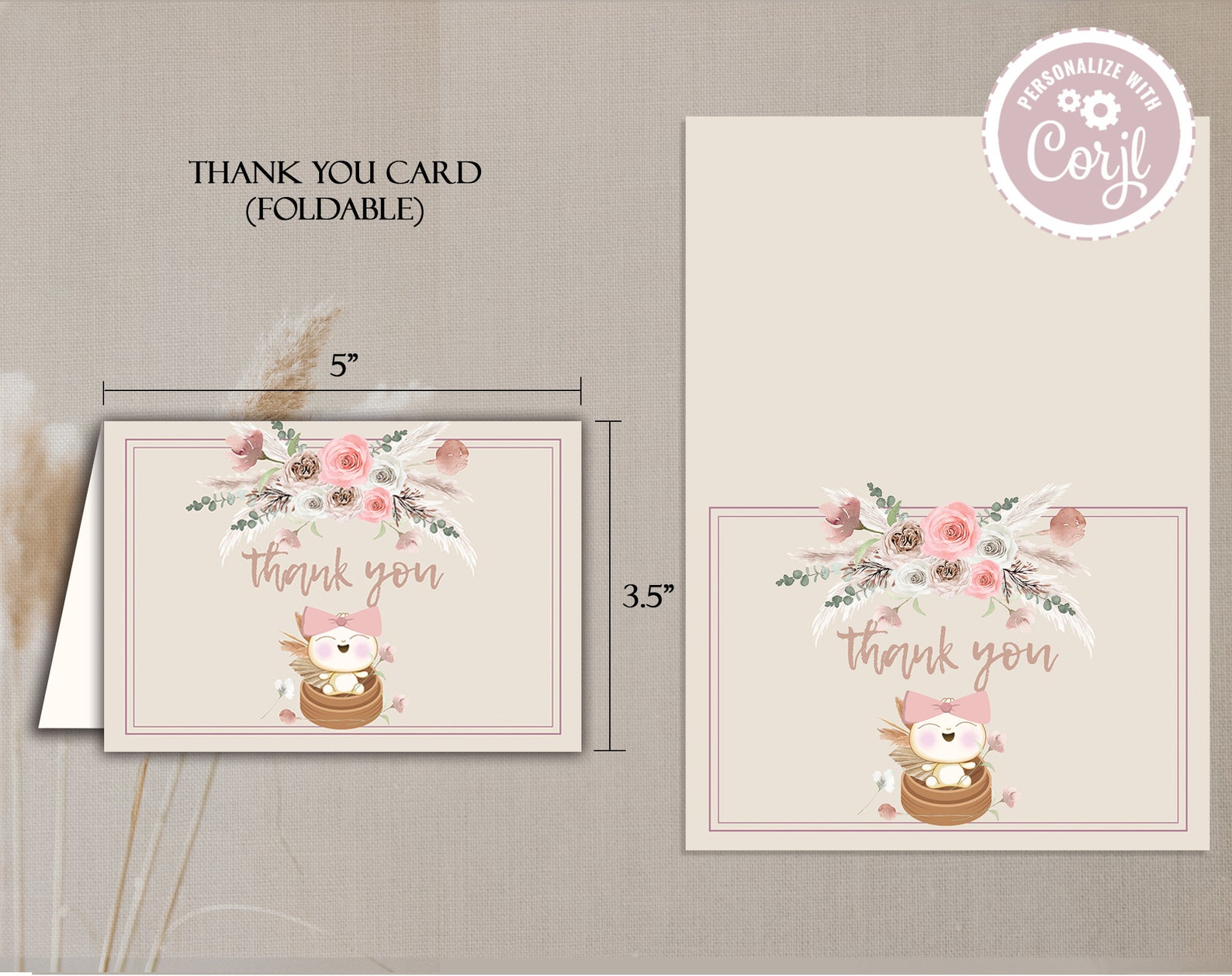 Boho Dumpling Baby Shower Theme Invitations, Girl, Dim Sum Baby Shower ...