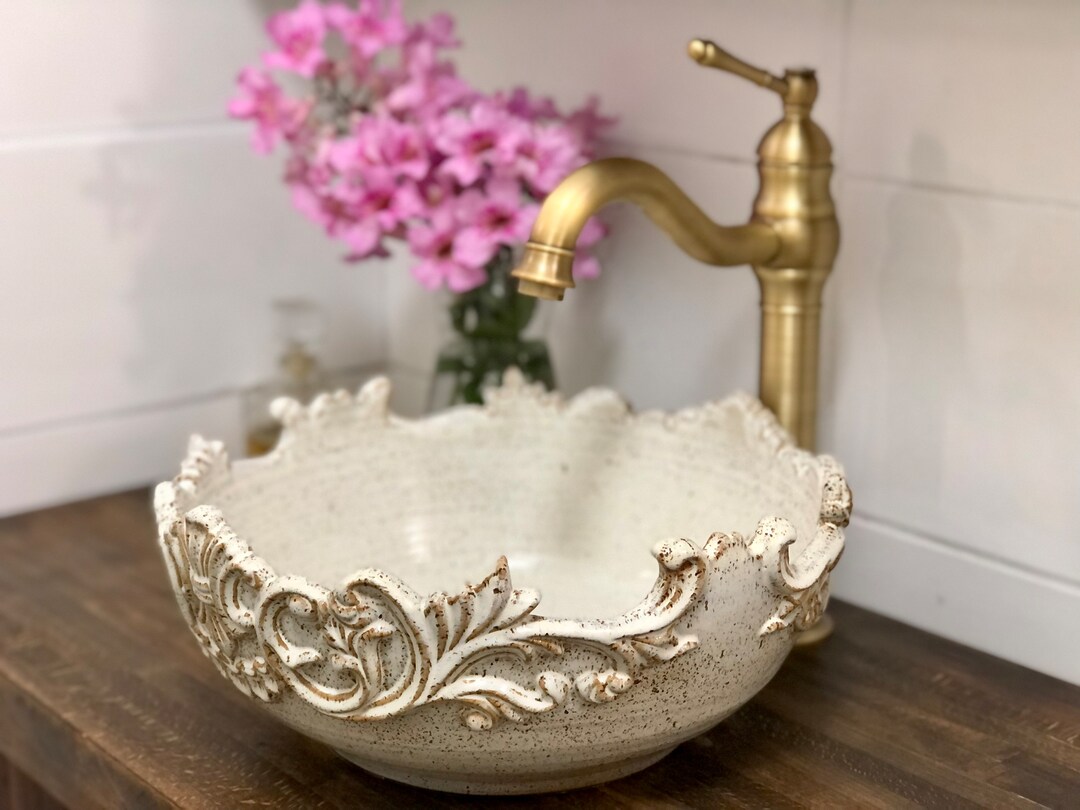 Unique Ceramic Vessel Sink Cream White Rustic Vintage Style - Etsy