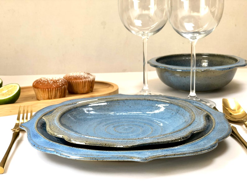 Blue Dinnerware Set. - Etsy