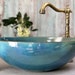 Turquoise Oval Bathroom Vessel Sink, Ceramic Handmade Pottery Wash ...