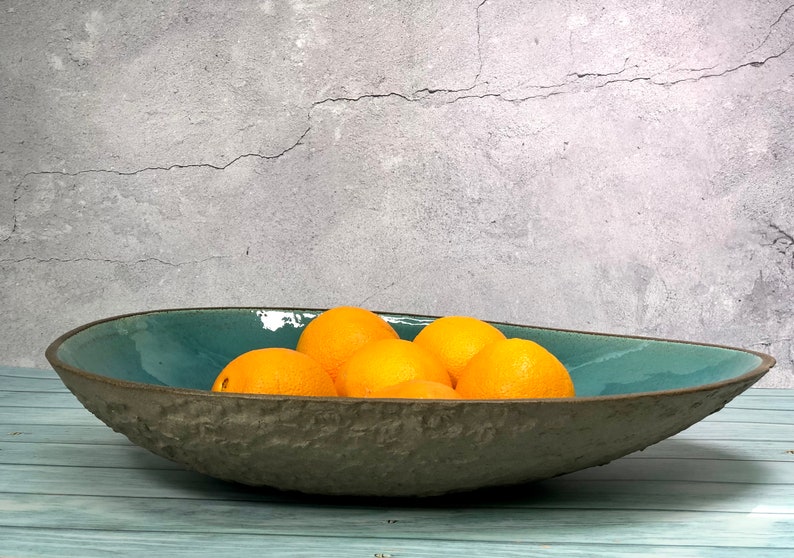 Extra Large, Turquoise Elliptical Fruit Bowl. - Etsy