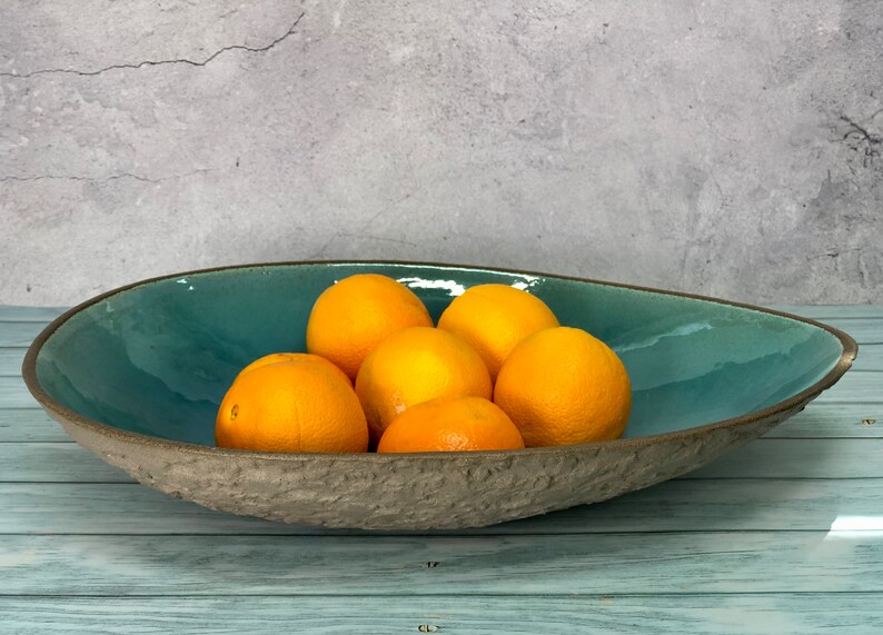 Extra Large, Turquoise Elliptical Fruit Bowl. - Etsy