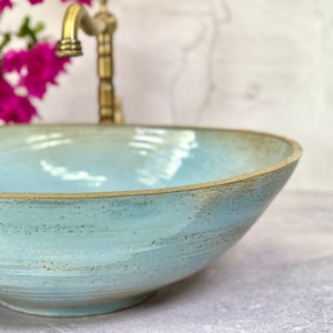 Oval Pottery Vessel Sink | Handmade Elliptic Ceramic Basin, Soft Light ...