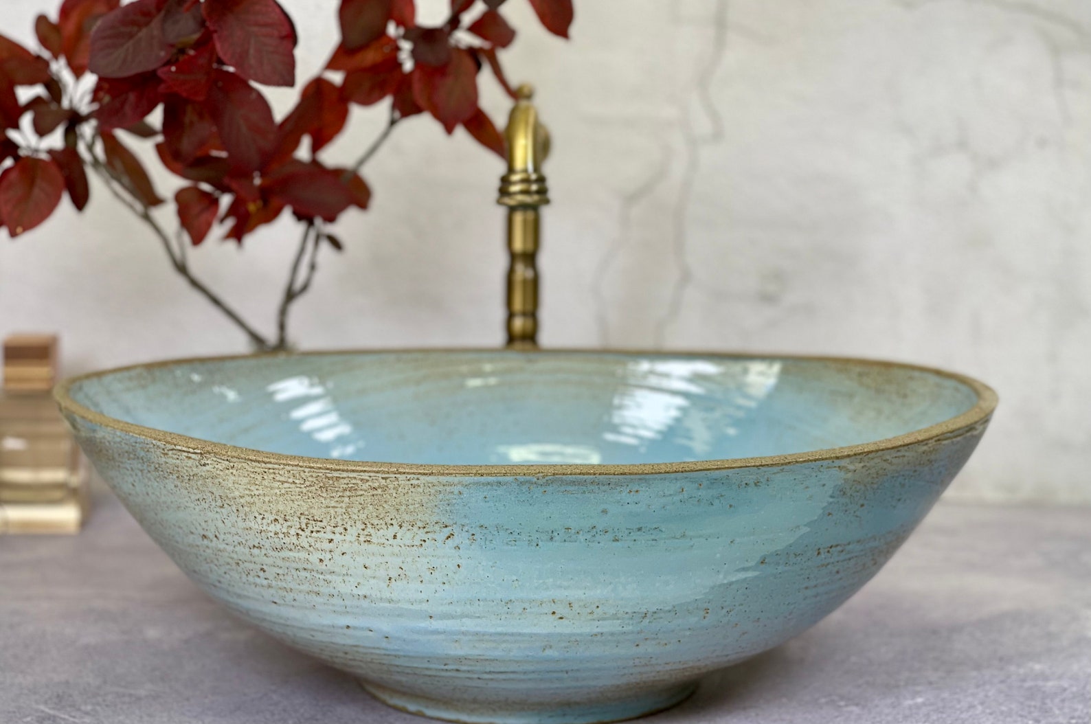 Oval Pottery Vessel Sink | Handmade Elliptic Ceramic Basin, Soft Light ...