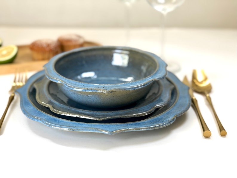 Blue Dinnerware Set. - Etsy