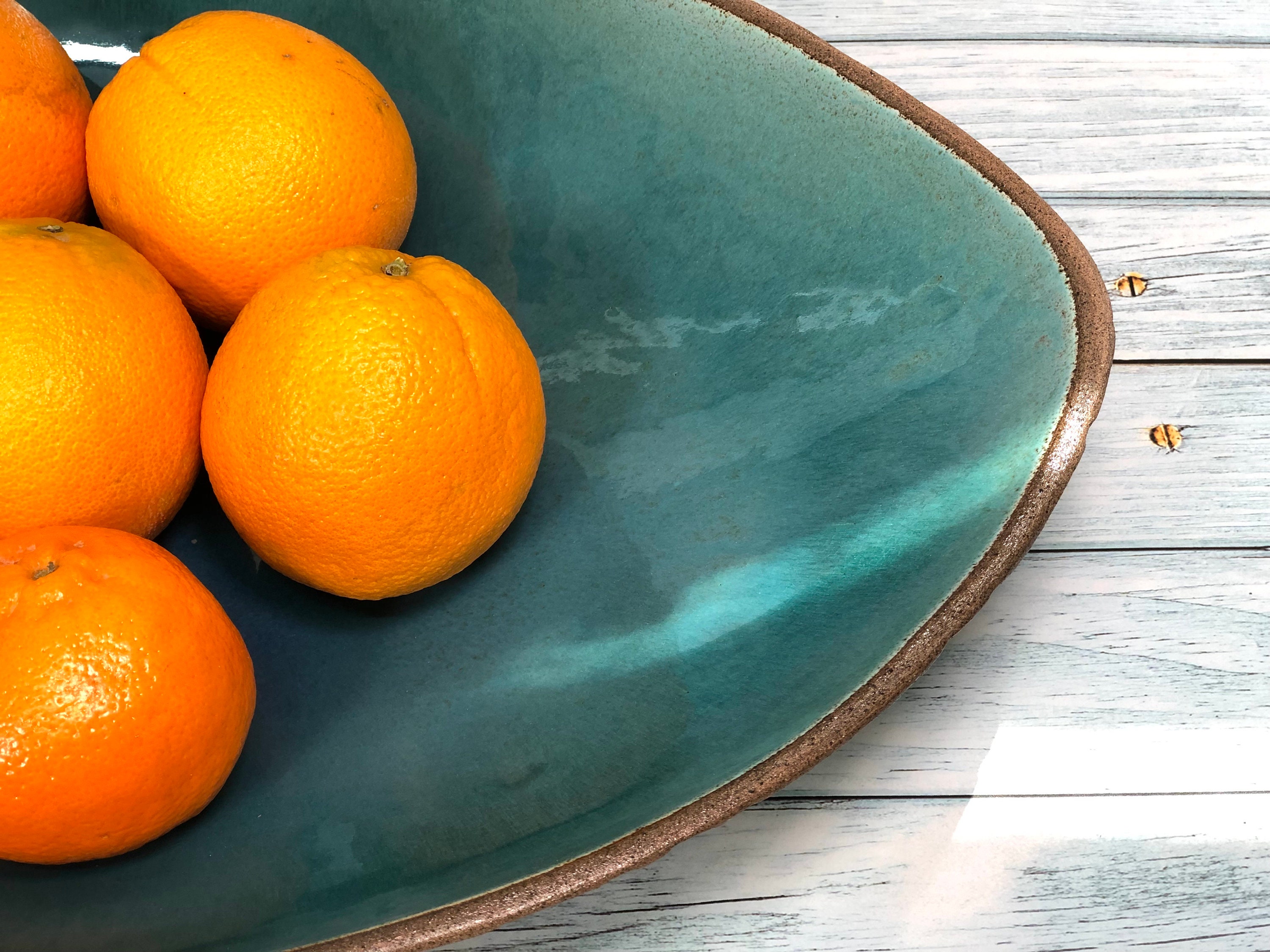 Extra Large Turquoise Elliptical Fruit Bowl. - Etsy